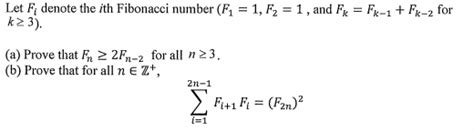 solved let fi denote the ith fibonacci number f1 1 f2 1