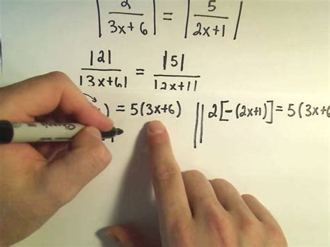 solving absolute value equations containing two absolute value expressions example 3 youtube