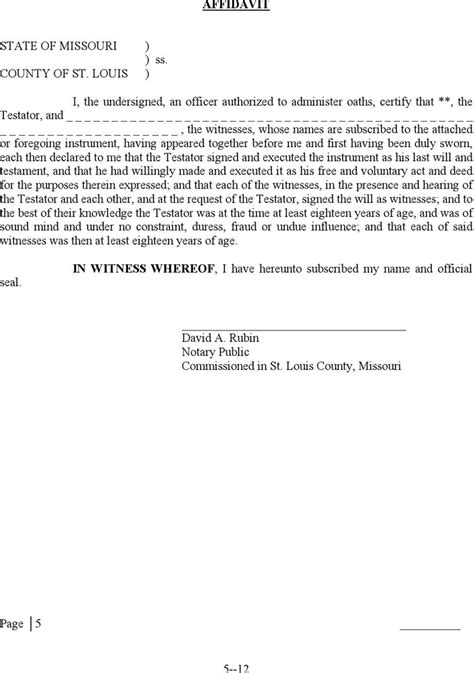 Free Missouri Last Will And Testament Form PDF 115KB 7 Page S