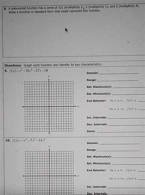 solved name unit 5 polynomial functions homework 3 zeros
