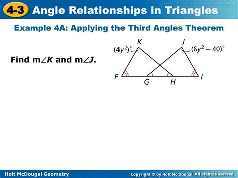 objectives find the measures of interior and exterior angles of triangles apply theorems about