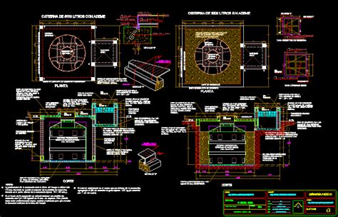 Planos De Cisterna Y Tanque Elevado En Dwg Autocad Tanques M Quinas