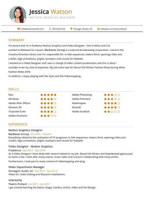 Motion Graphics Designer Resume Example In 2025 ResumeKraft