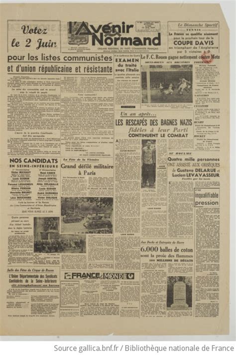 L Avenir Normand Hebdomadaire Politique Et D Informations Organe