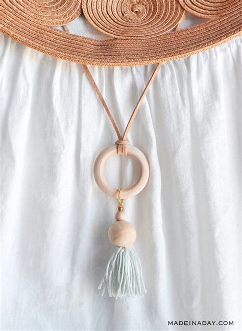 How To Make Natural Wood Bead Tassel Earrings