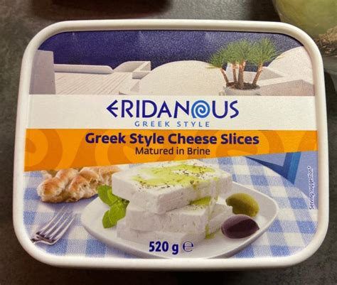 Greek Style Cheese Slices Eridanous kalorie kJ a nutriční hodnoty
