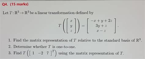 solved let t r3→r3 be a linear transformation defined by