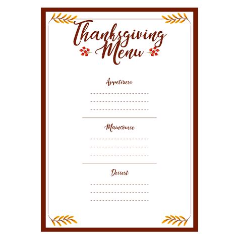 Thanksgiving Menu Card Templates 13 Free PDF Printables Printablee