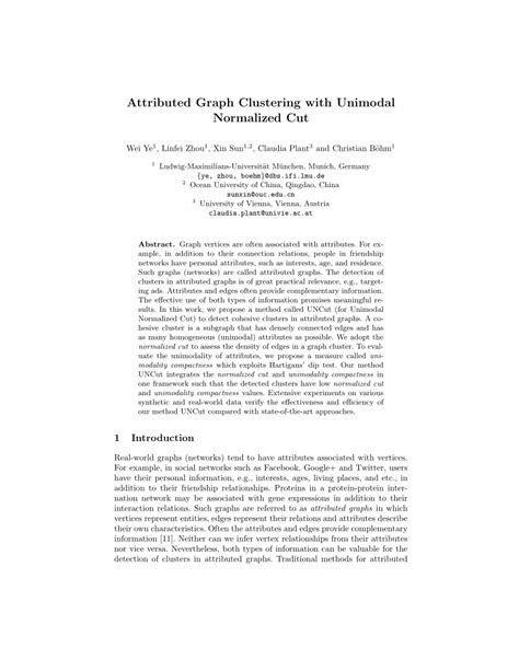 pdf attributed graph clustering with unimodal normalized cut