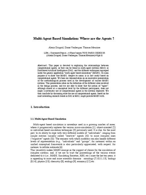 multi agent based simulation where are the agents pdf agent based model conceptual model