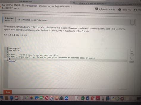 solved 5 8 nested loops given print a list of all seats in chegg 8704 hot sex picture