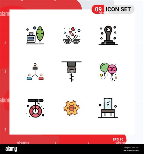 Símbolos universales de iconos Grupo de 9 moderno Filledline Flat