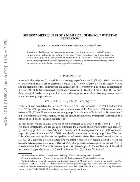 pdf supersymmetric gaps of a numerical semigroup with two generators