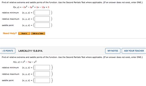 solved find all relative extrema and saddle points of the