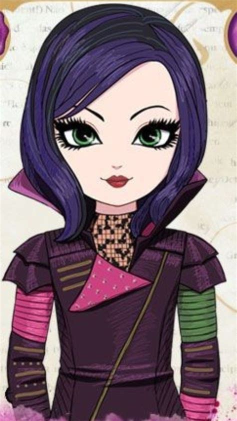 A Cartoon Character With Purple Hair And Green Eyes Wearing A Purple