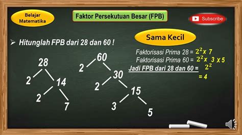 Cara Mencari FPB Dengan Menggunakan Pohon Faktor Dengan Trik Sama Kecil