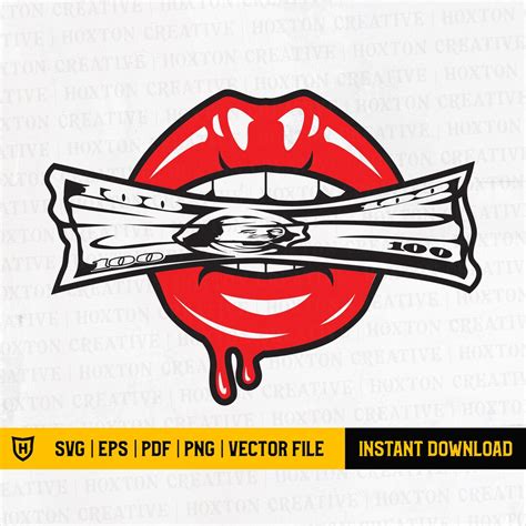 Sexy Lips Bite Money Svg Sexy Red Lips Bite Money Svg Cash 100 Dollar
