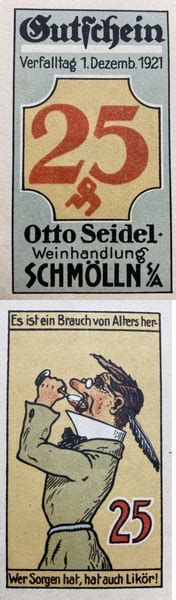 25 Pfennig Weinhandlung Otto Seidel Ciudad de Schmölln Turingia