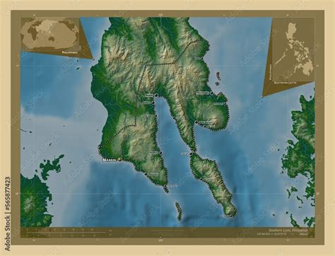 Southern Leyte Philippines Physical Labelled Points Of Cities Stock