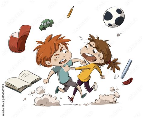 Niños peleando o discutiendo ilustración de Stock Adobe Stock