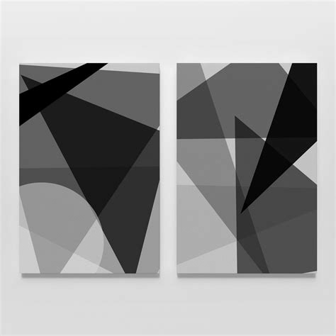QUADRO ABSTRATO GEOMÉTRICO PRETO E BRANCO 2 TELAS Elo7