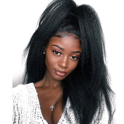Kinky Straight 360 Lace Frontal Wig Pre Plucked With Baby Hair 180