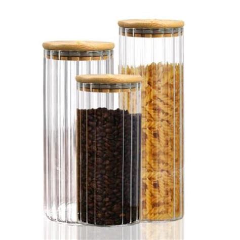Kit Pote Herm Tico De Vidro Borossilicato E Tampa Bambu Porta