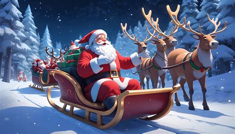 Santa Claus Riding His Sleigh Background Sleigh Santa Claus