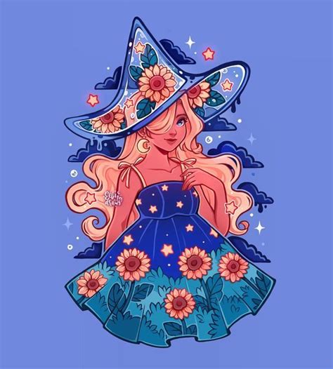 Sunflower Witch Aesthetic Fashion Art