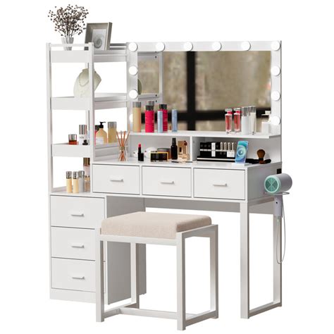 Latitude Run Kelila Makeup Vanity Desk With Lighted Mirror Reviews