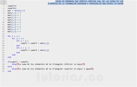 sumamayortriangularesmatlab