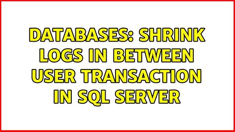 Databases Shrink Logs In Between User Transaction In Sql Server