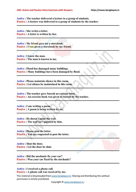 100 Active And Passive Voice Exercises With Answers Business Policy