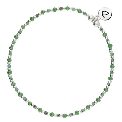 New Bracelet Elastique Grain De Folie Vert Turquoise DORIANE