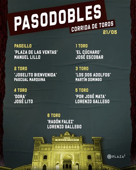 Plaza de Las Ventas on Twitter Estos son los 𝙥𝙖𝙨𝙤𝙙𝙤𝙗𝙡𝙚𝙨 que