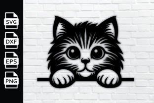 Peeking Cat Laser SVG Cut File DXF Graphic By MetalWallArt Creative