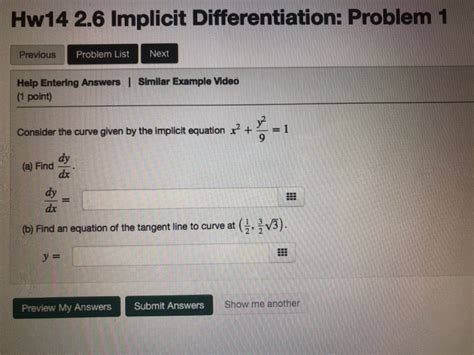 solved hw14 2 6 implicit differentiation problem 1 previous
