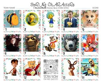 Printable Spring Character Picture Quiz Easy Level Etsy