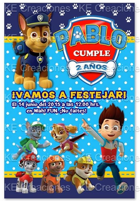 Invitacion Paw Patrol Patrulla Cachorros Chase Kit En Mercado