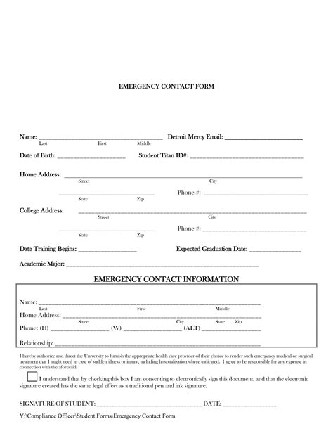 Free Printable Emergency Contact Form Templates For Employees PDF Word