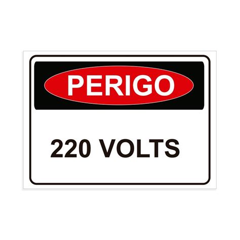 Placa de Sinalização Perigo 220 Volts em Pvc MadeiraMadeira