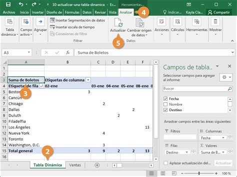 Cómo actualizar una tabla dinámica en Excel Recursos Excel
