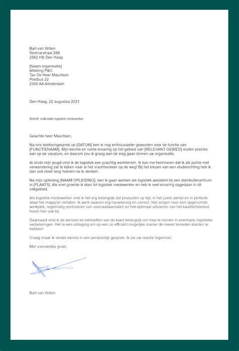 Voorbeeld Sollicitatiebrief Logistiek Medewerker Beaks Nl