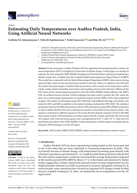 pdf estimating daily temperatures over andhra pradesh india using artificial neural networks