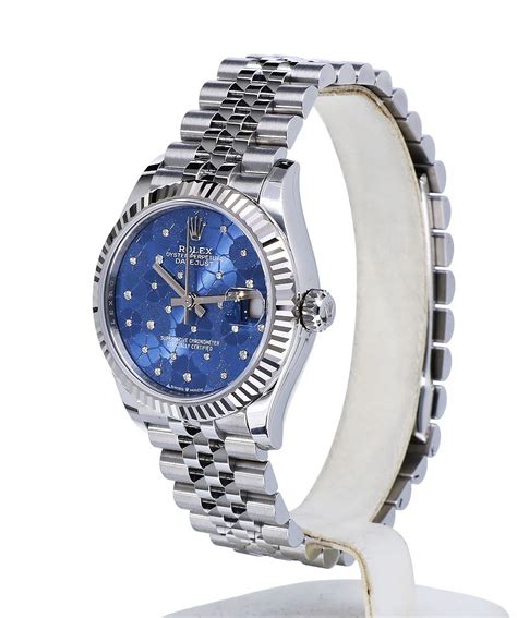 Rolex Oyster Datejust Jubilee Steel Blue Floral Motif Diamond Dial 31