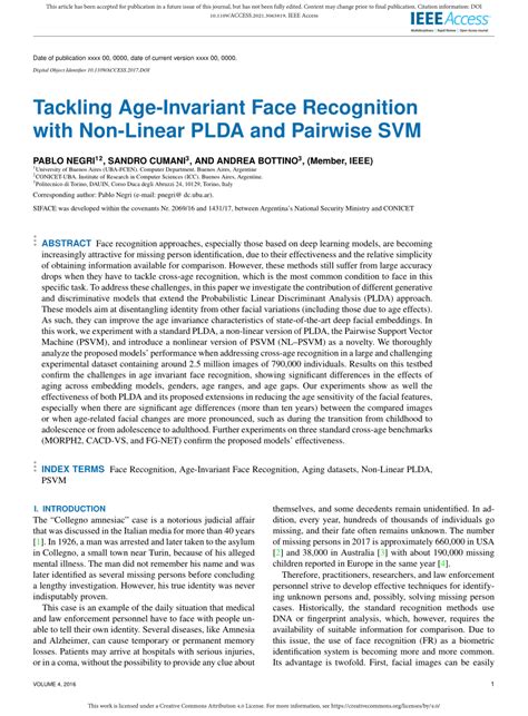 pdf tackling age invariant face recognition with non linear plda and pairwise svm