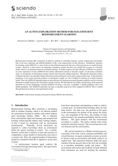 pdf an active exploration method for data efficient reinforcement learning