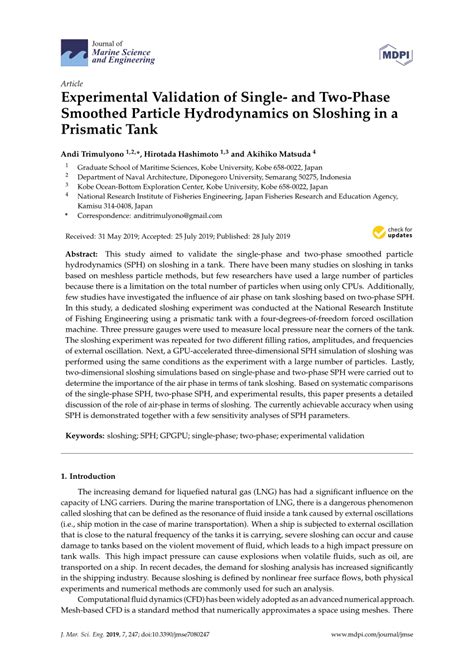 pdf experimental validation of single and two phase smoothed particle hydrodynamics on