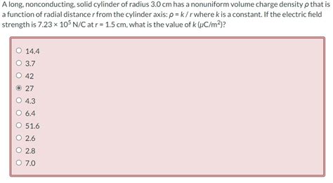 Solved A Long Nonconducting Solid Cylinder Of Radius Chegg
