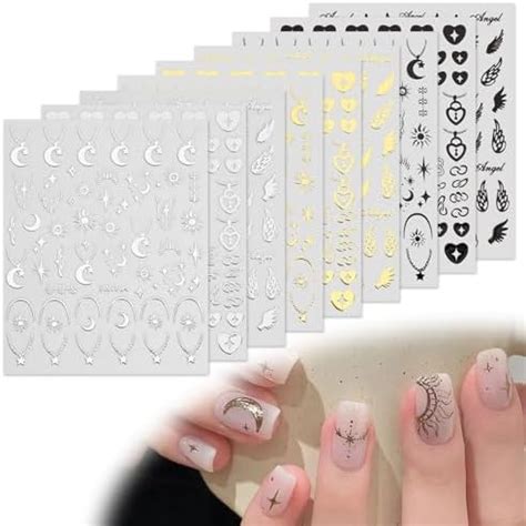 Bronzing Gold Silber Nagelsticker 9 Blätter 3D Metallic Nagelaufkleber